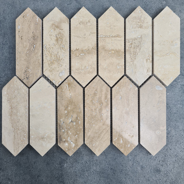 Miletos Stone Collection Carreau de mosaïque en nid d'abeille en travertin 2 po x 6 po - Wayfair ...